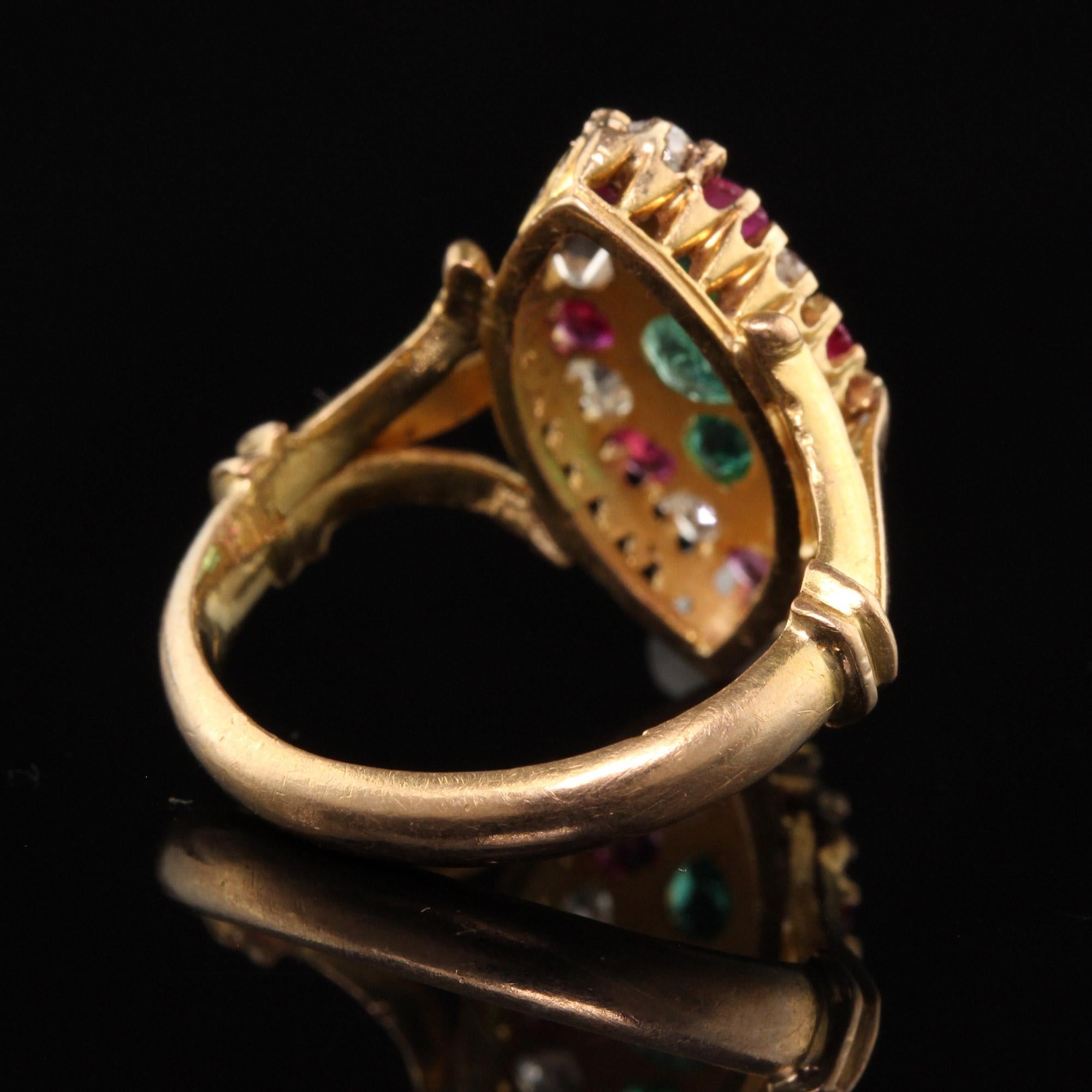Antique Victorian 22K Yellow Gold Old Peruzzi Cut Diamond Ruby Emerald ...