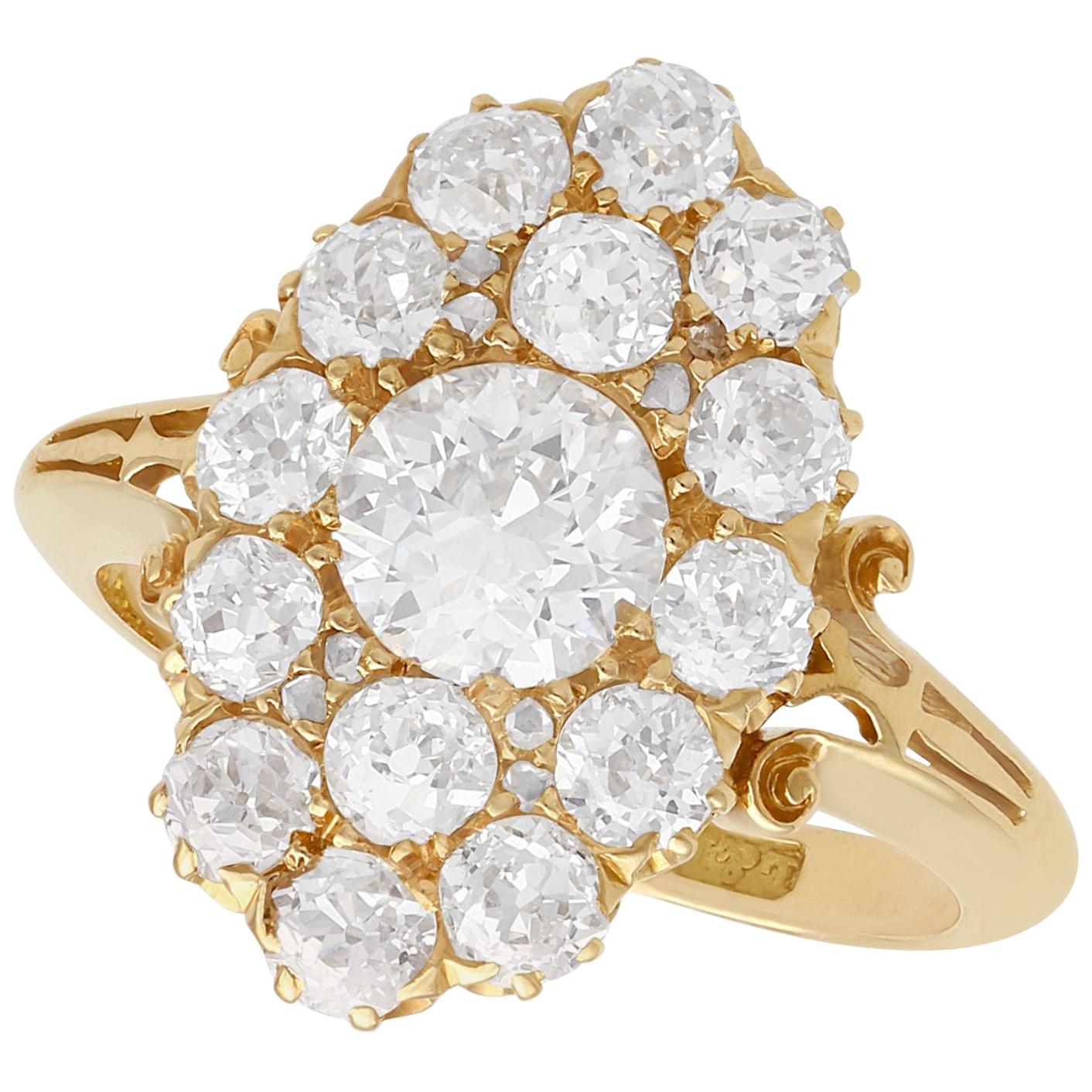 2.35 Carat Diamond and 18 Karat Yellow Gold Cocktail Ring For Sale at ...