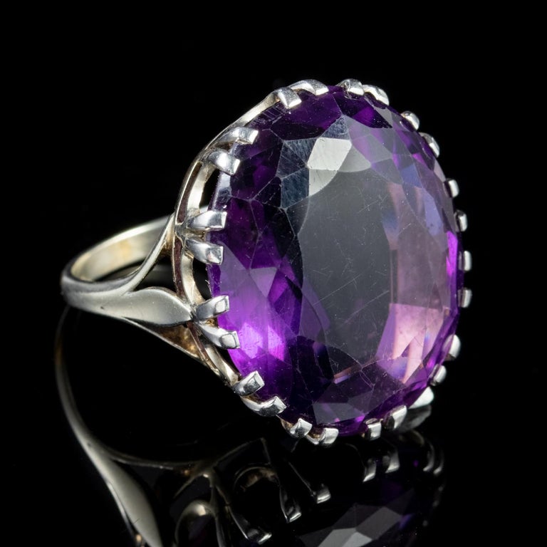 Antique Victorian 35 Carat Amethyst Silver Ring, circa 1900 at 1stDibs