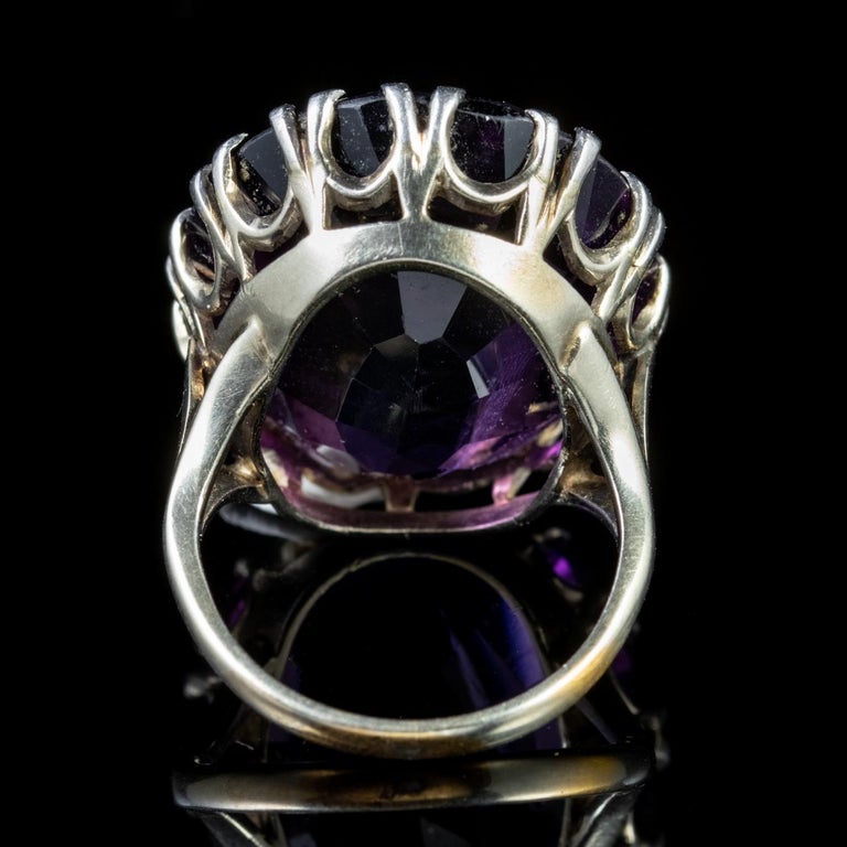 Antique Victorian 35 Carat Amethyst Silver Ring, circa 1900 at 1stDibs