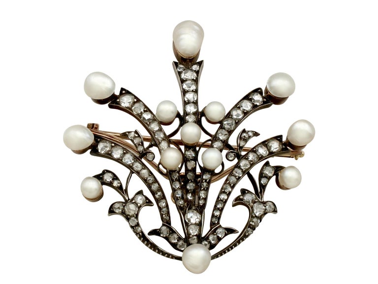 Antique Victorian 4.05 Carat Diamond and Pearl Gold and Silver Tiara ...