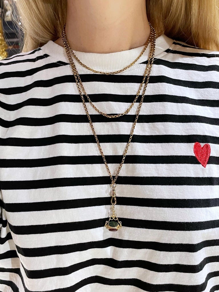 Antique Victorian 9 Karat Gold Long Belcher Guard Dog Clip Chain ...