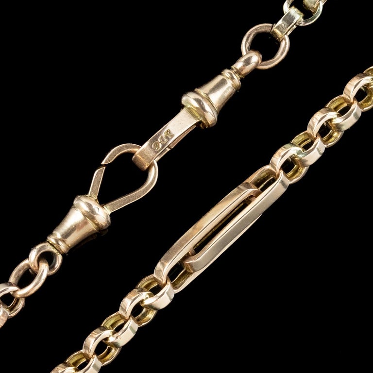 Antique Victorian 9ct Gold Albert Chain with T-Bar For Sale at 1stDibs
