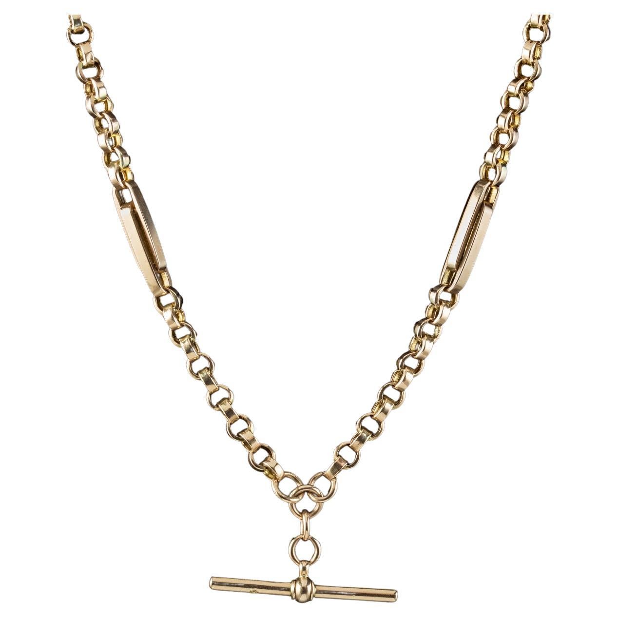 Antique Victorian 9ct Gold Albert Chain with T-Bar For Sale at 1stDibs