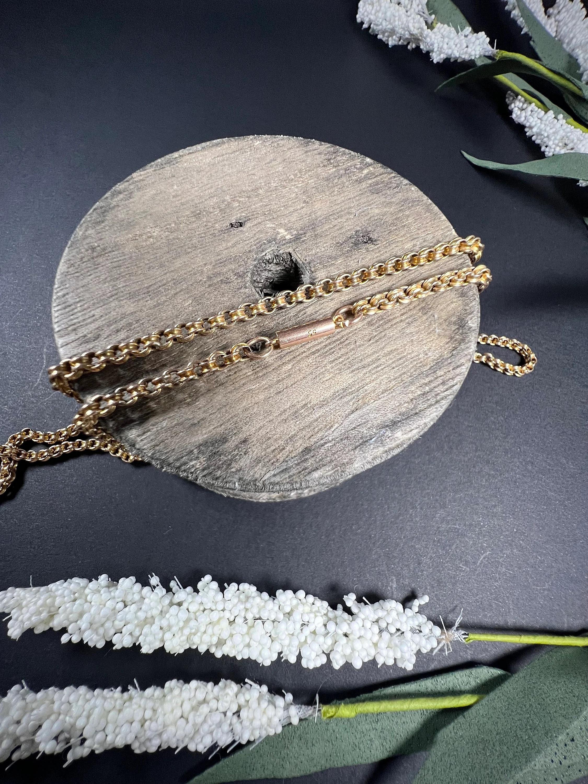 Antique Victorian 9ct Rose Gold Double Belcher Chain For Sale at 1stDibs