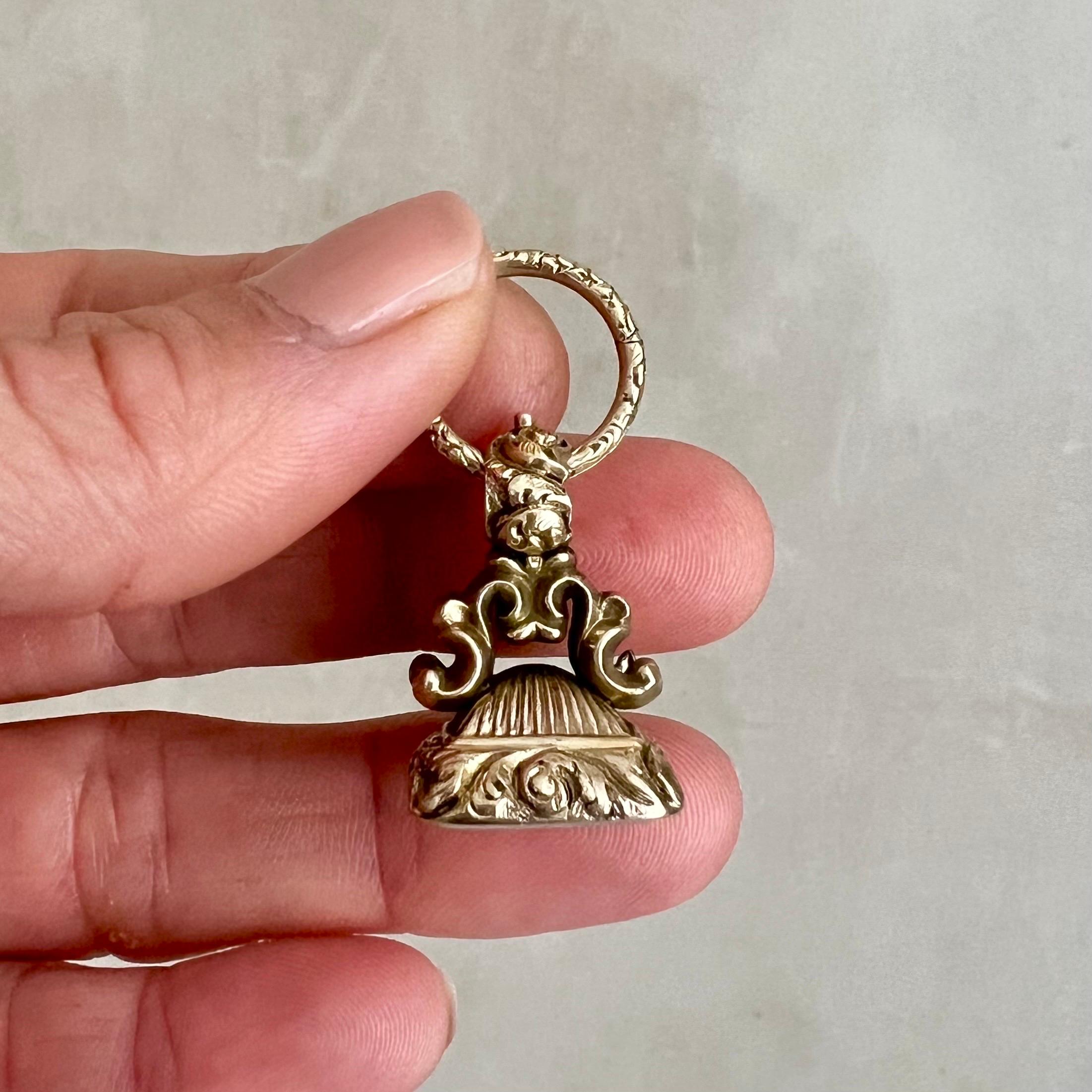 Antique Victorian 9K Gold Chalcedony Intaglio Fox Seal Fob For Sale at ...