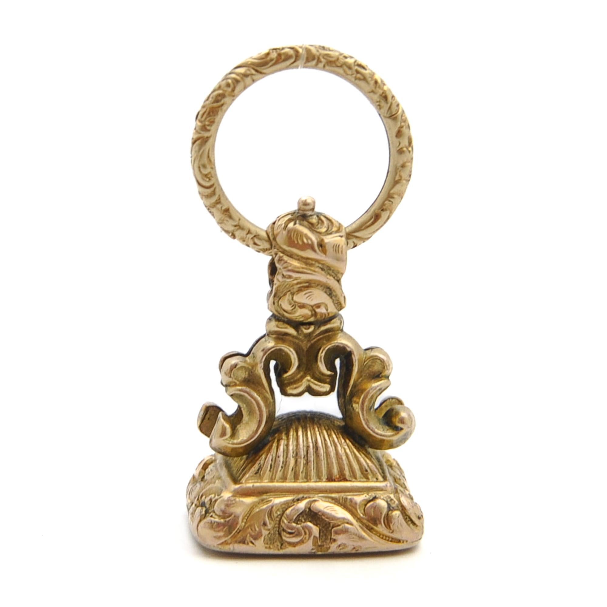 Antique Victorian 9K Gold Chalcedony Intaglio Fox Seal Fob For Sale at ...