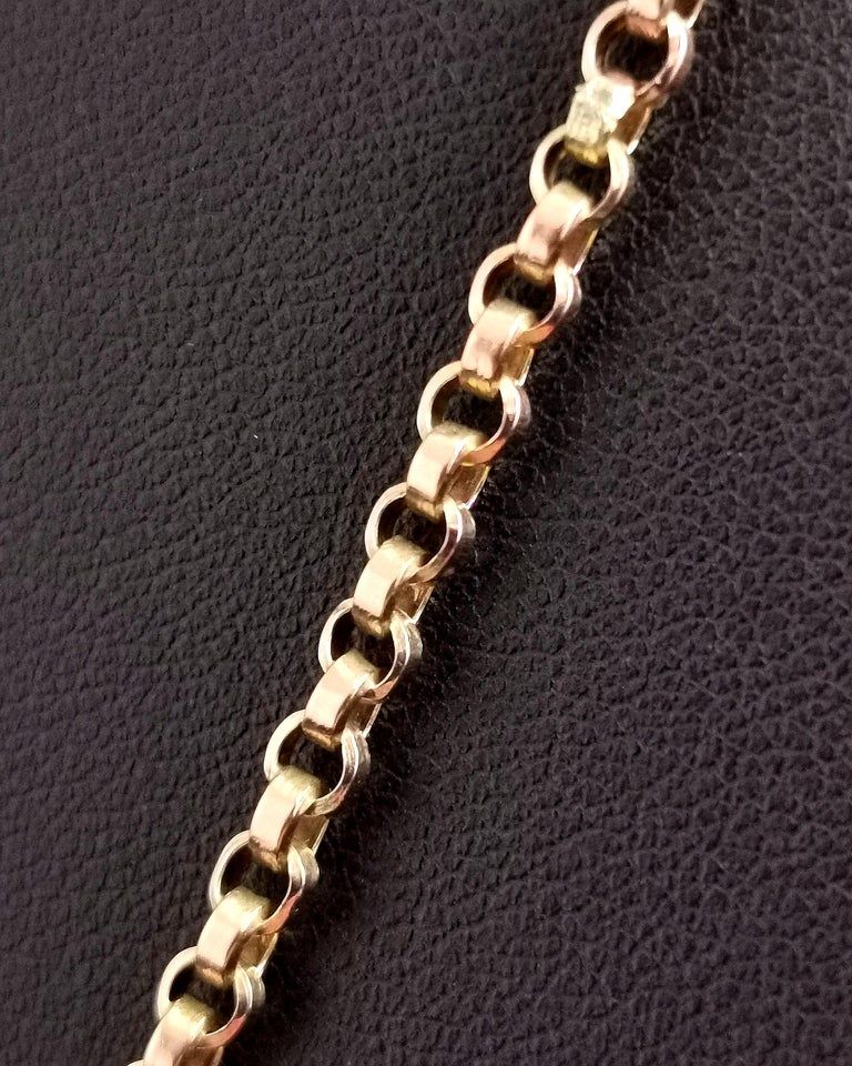 Antique Victorian 9k Yellow Gold Rolo Link Chain Necklace at 1stDibs