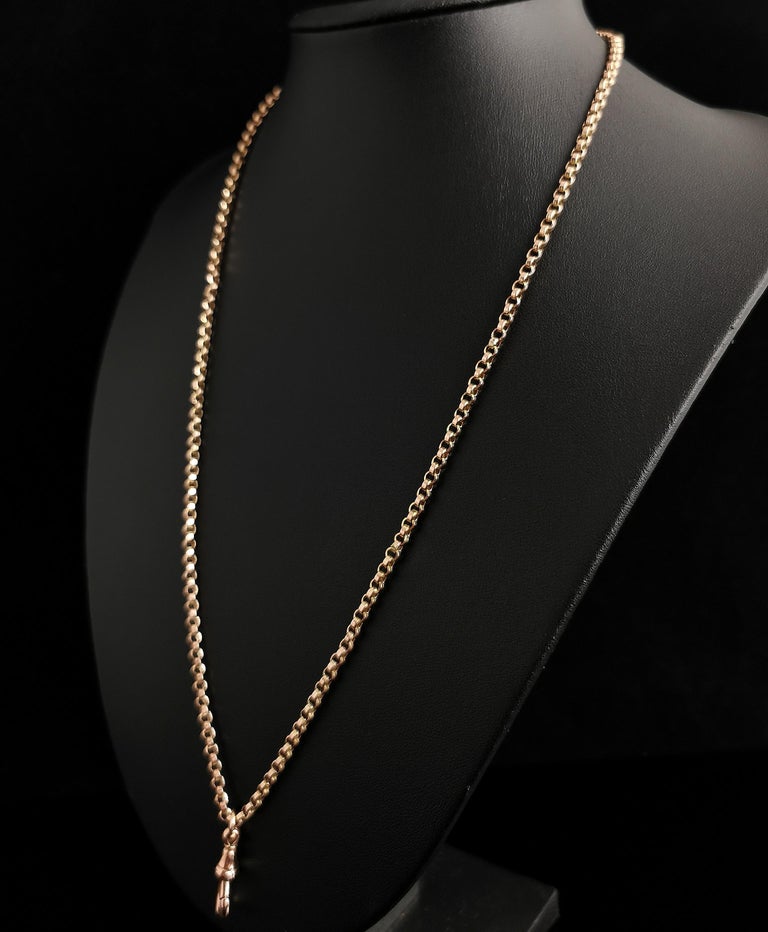 Antique Victorian 9k Yellow Gold Rolo Link Chain Necklace at 1stDibs
