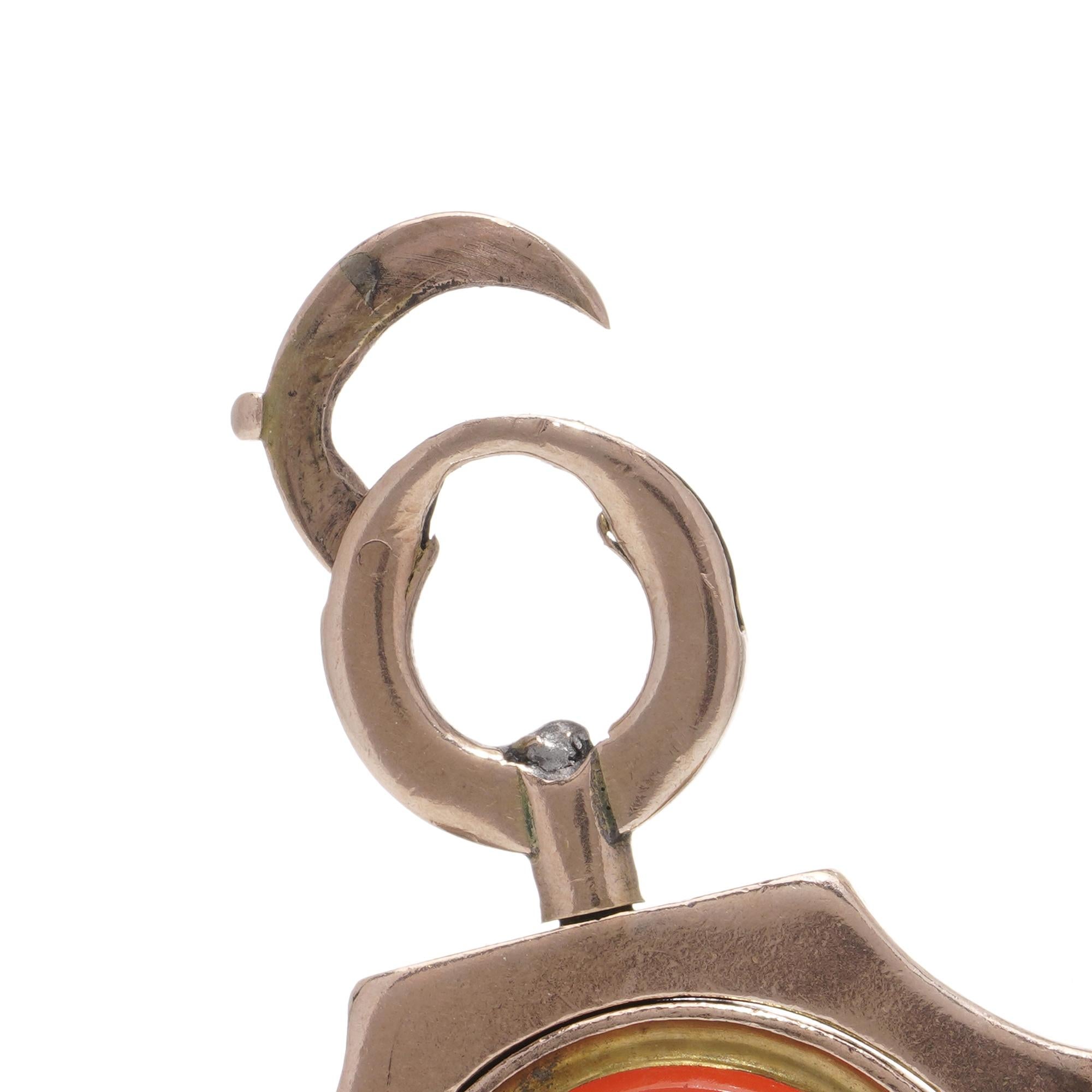 Antique Victorian 9kt Gold Intaglio Stone Set Folding Pocket Watch Key ...