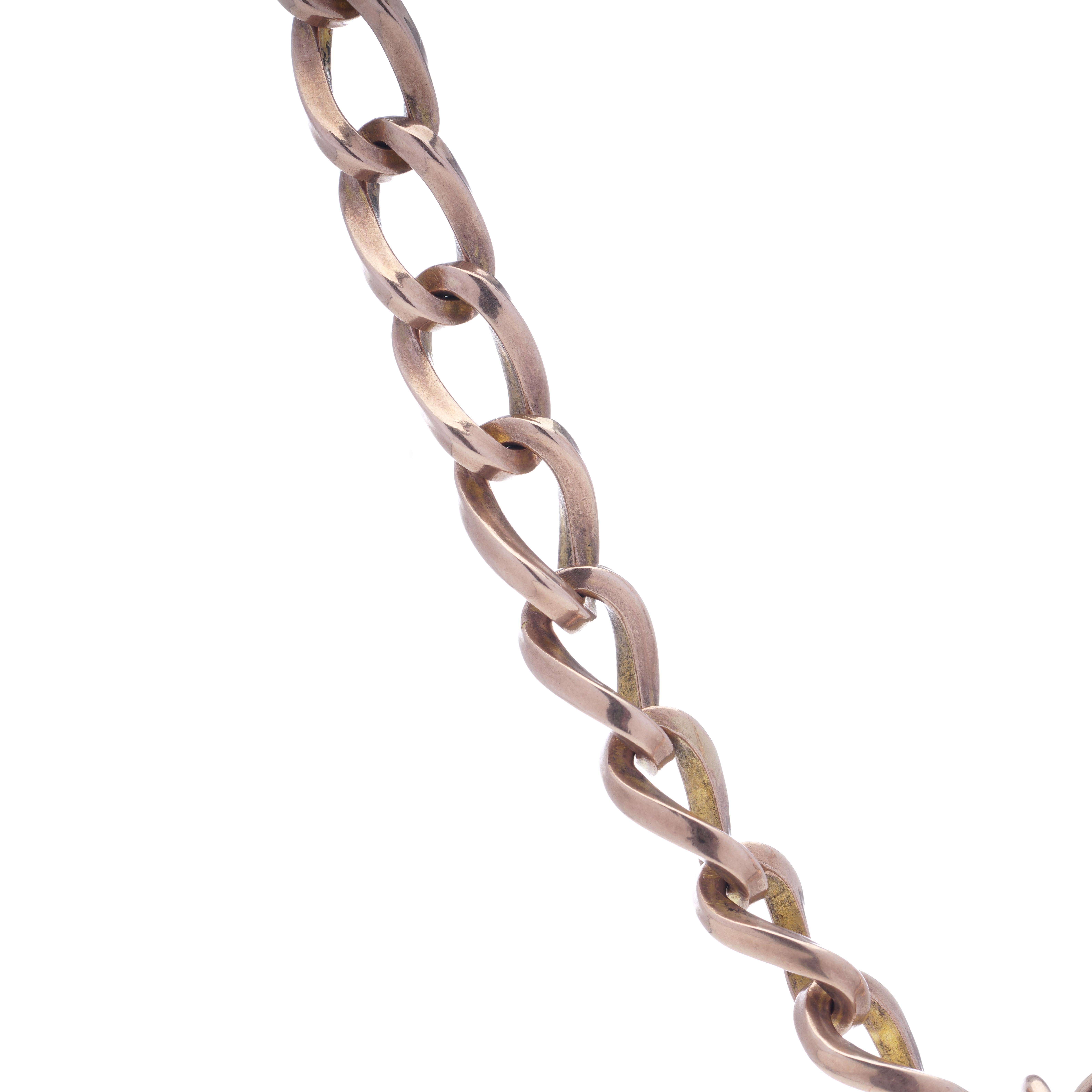 Antique Victorian 9 Karat Rose Gold Albert Chain For Sale at 1stDibs