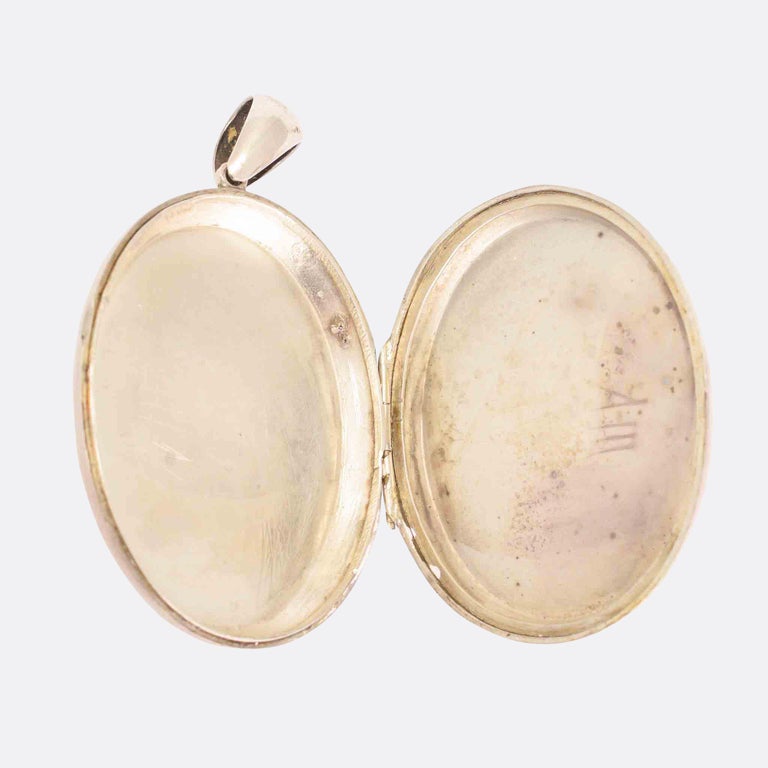 Antique Victorian Aesthetic Movement Silver Oval Locket at 1stDibs