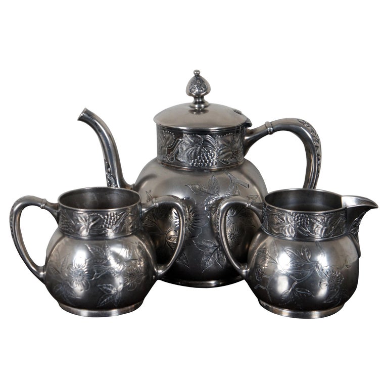 Antique Victorian Aesthetic Pairpoint Quadruple Plated Tea Set Cream ...