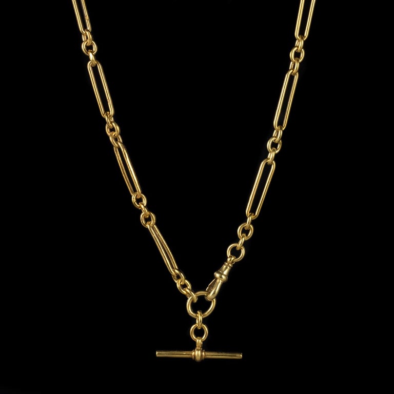 Antique Victorian Albert Chain 18 Carat Gold Sterling Silver Necklace ...