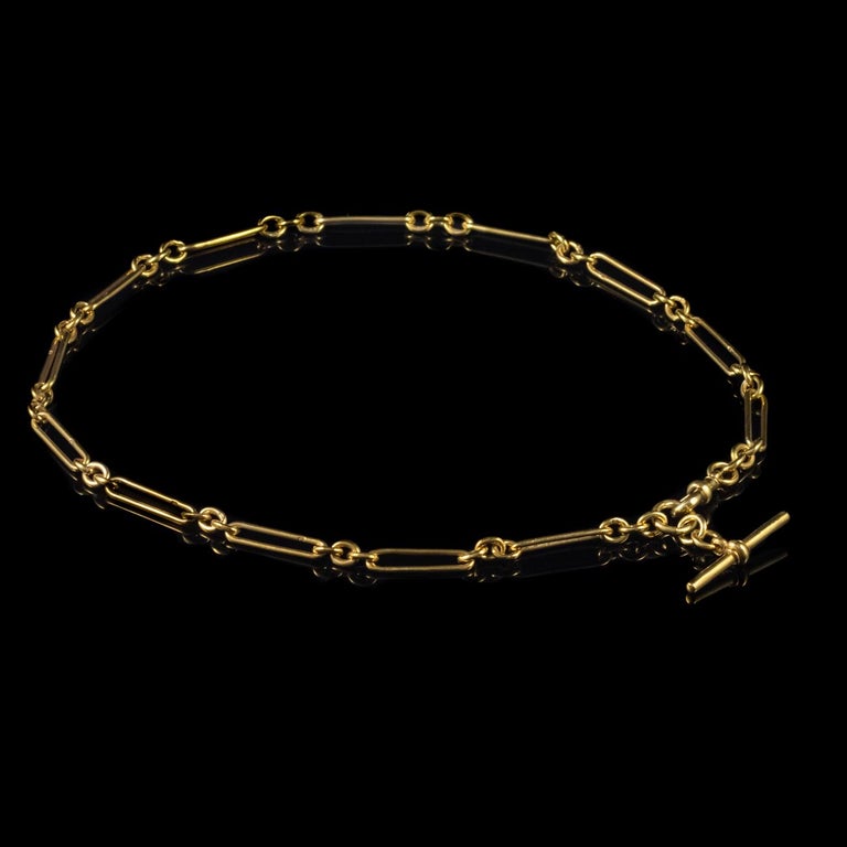 Antique Victorian Albert Chain 18 Carat Gold Sterling Silver Necklace ...