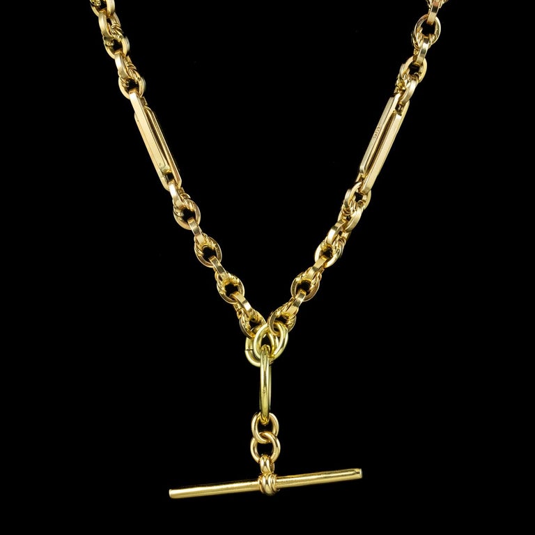 Antique Victorian Albert Chain Necklace 9 Carat Gold For Sale at 1stDibs