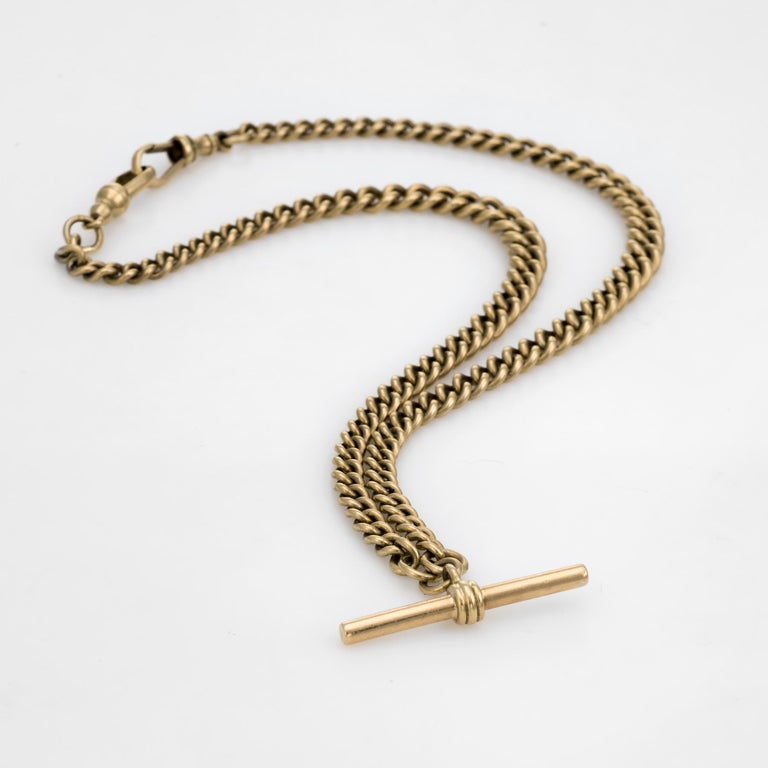 Antique Victorian Albert Chain T Bar Necklace Vintage 9 Karat Gold Curb ...