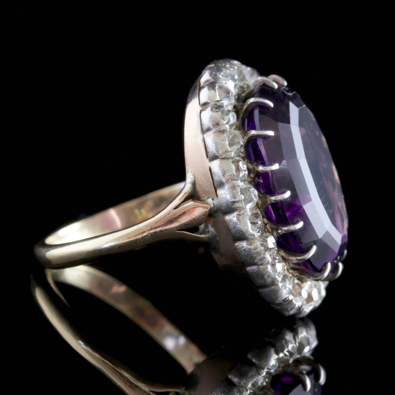 Antique Victorian Amethyst Diamond Ring 9 Carat Gold, circa 1900 at 1stDibs