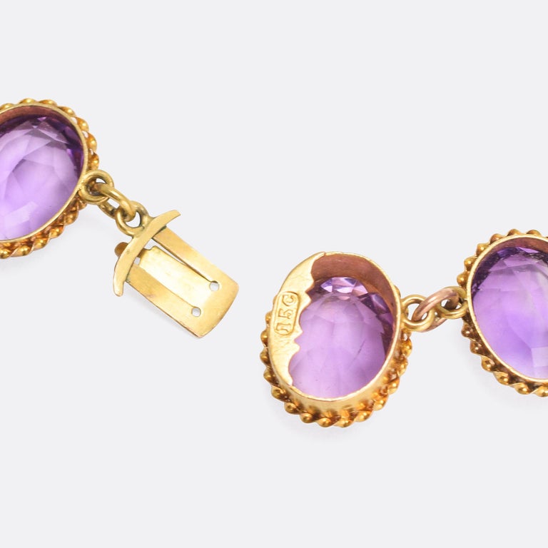 Antique Victorian Amethyst Riviére Necklace And Earrings Suite At 1stdibs