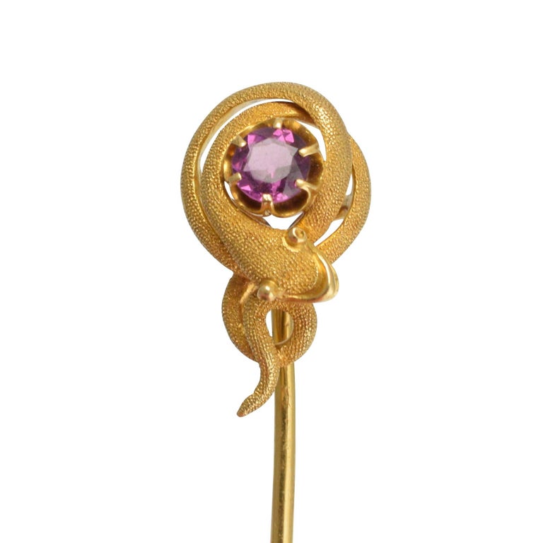 Antique Victorian Amethyst Snake Stick Pin at 1stDibs