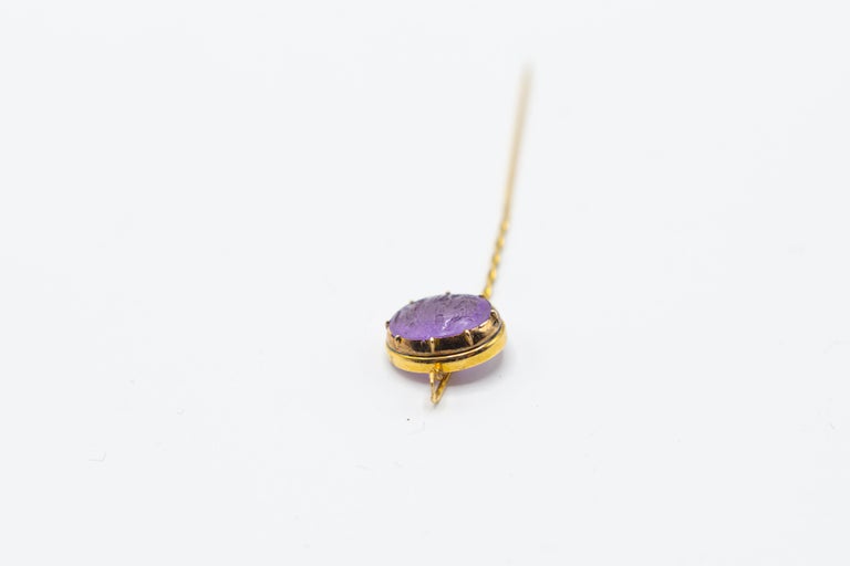 Antique Victorian Amethysts Lapel Stick Pin in 18 Karat Gold For Sale ...
