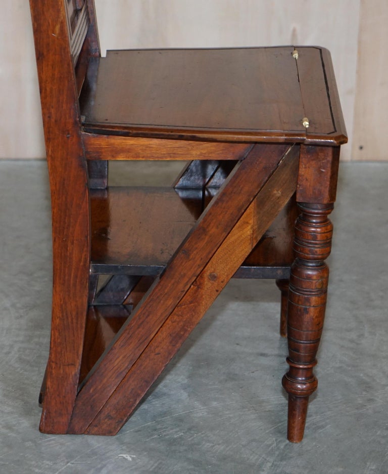 Antique Victorian Arts and Crafts Metamorphic Library Steps for Large ...