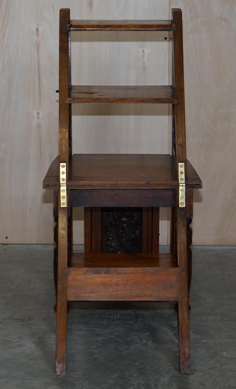 Antique Victorian Arts and Crafts Metamorphic Library Steps for Large ...