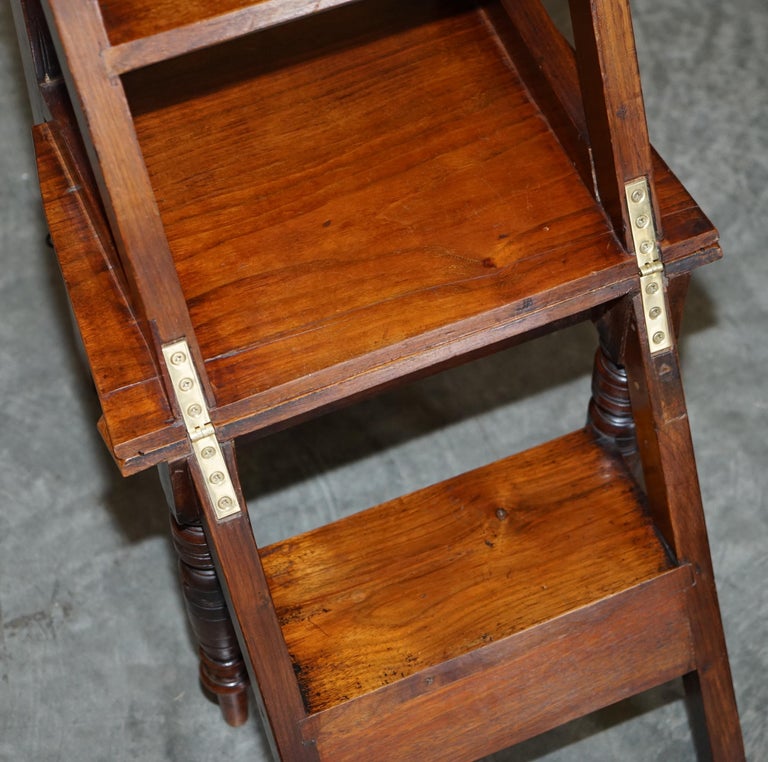 Antique Victorian Arts and Crafts Metamorphic Library Steps for Large ...