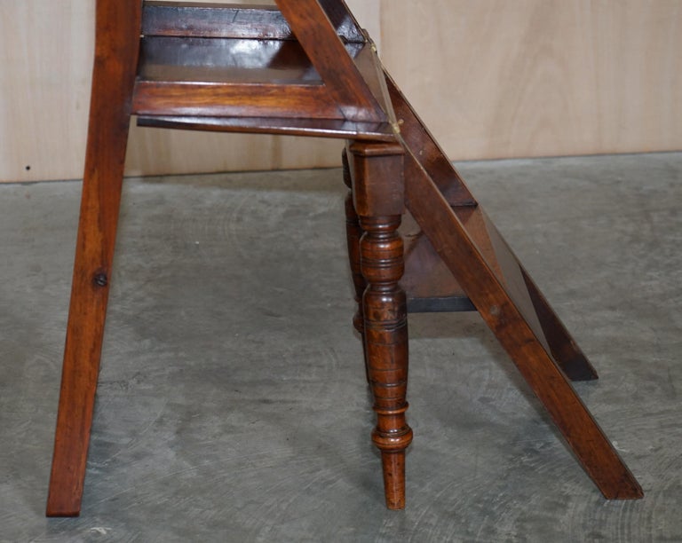 Antique Victorian Arts and Crafts Metamorphic Library Steps for Large ...