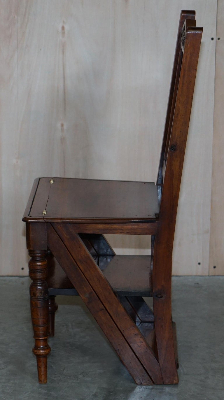 Antique Victorian Arts and Crafts Metamorphic Library Steps for Large ...