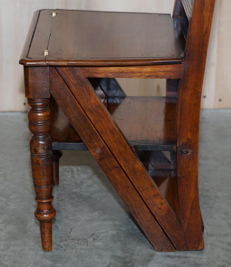 Antique Victorian Arts and Crafts Metamorphic Library Steps for Large ...