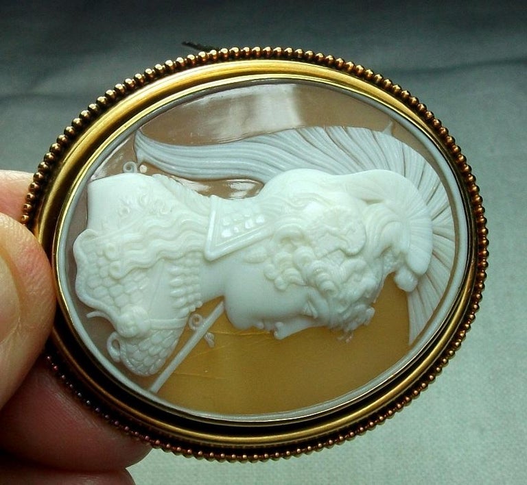 Antique Victorian Athena Parthenos Shell Cameo Brooch For Sale at 1stDibs