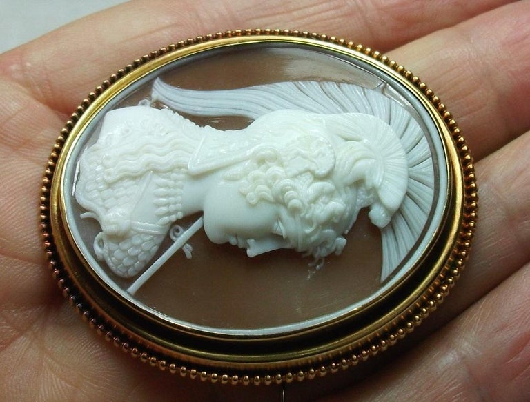 Antique Victorian Athena Parthenos Shell Cameo Brooch For Sale at 1stDibs