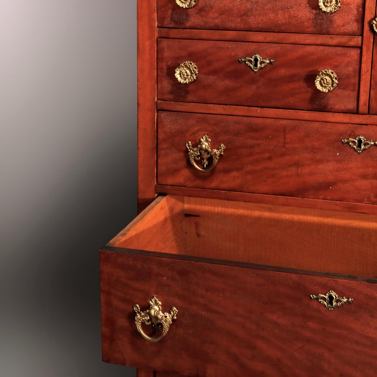 Antique Victorian Birch Mirrored Chiffonier Bonnet Chest of Drawers ...