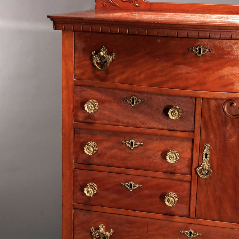Antique Victorian Birch Mirrored Chiffonier Bonnet Chest of Drawers ...