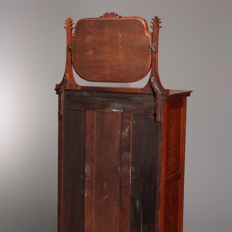 Antique Victorian Birch Mirrored Chiffonier Bonnet Chest of Drawers ...