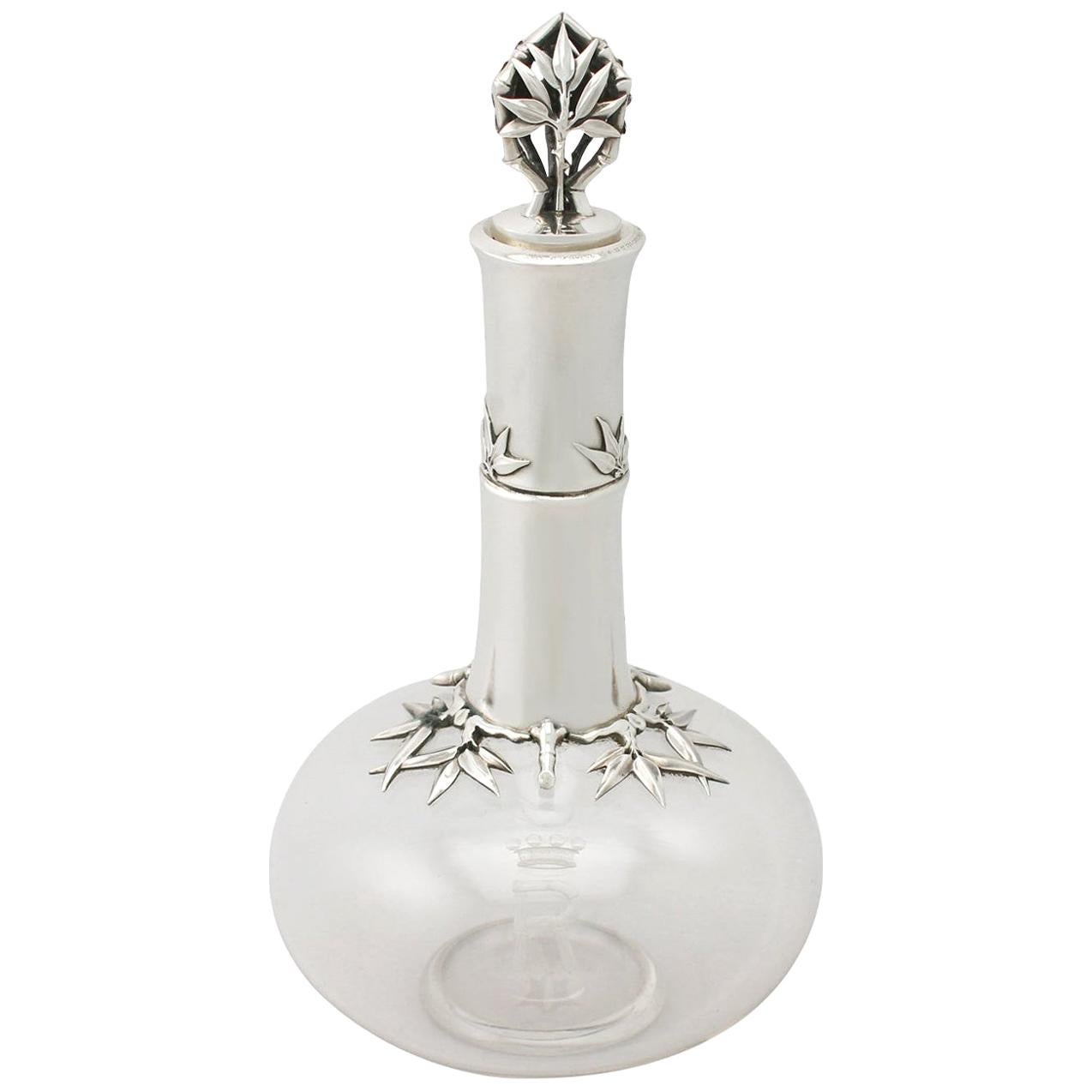 Large Silver and Vermeil Figural Green Glass Bird Decanter For Sale at ...