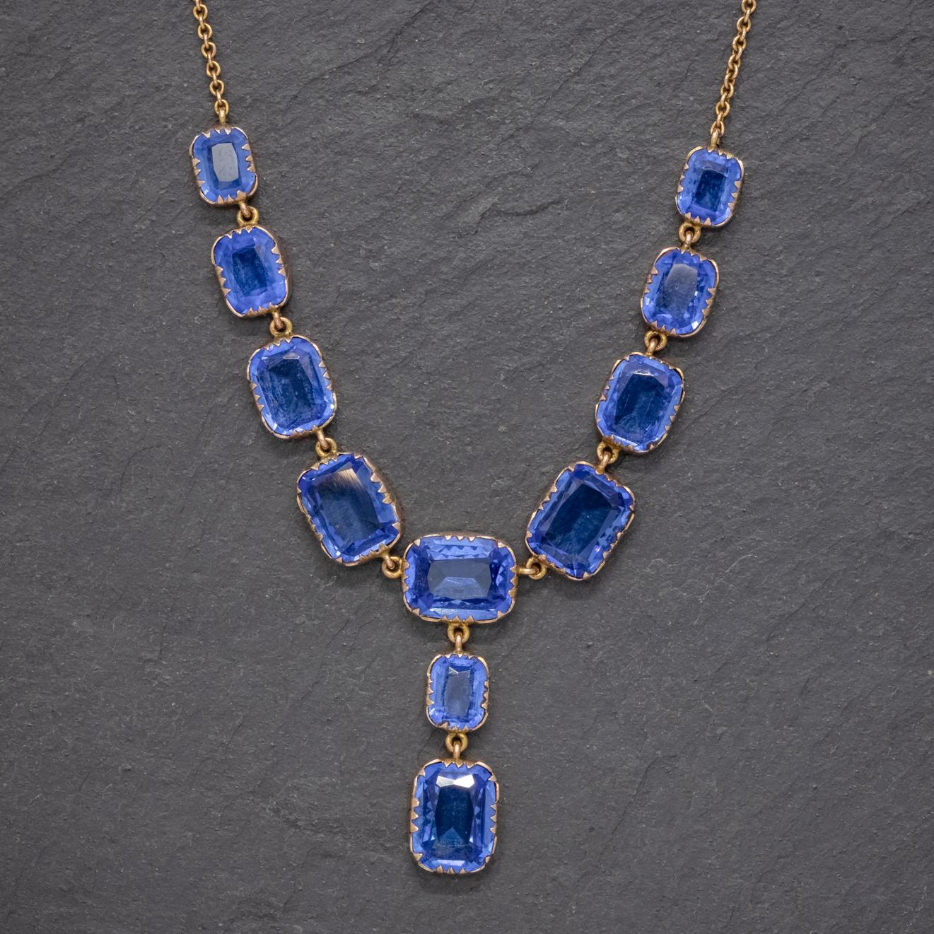 Antique Victorian Blue Paste Lavaliere Necklace 9 Carat Gold, circa ...