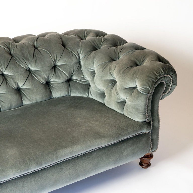Antique Victorian Blue Velvet Button Back Chesterfield Sofa at 1stDibs