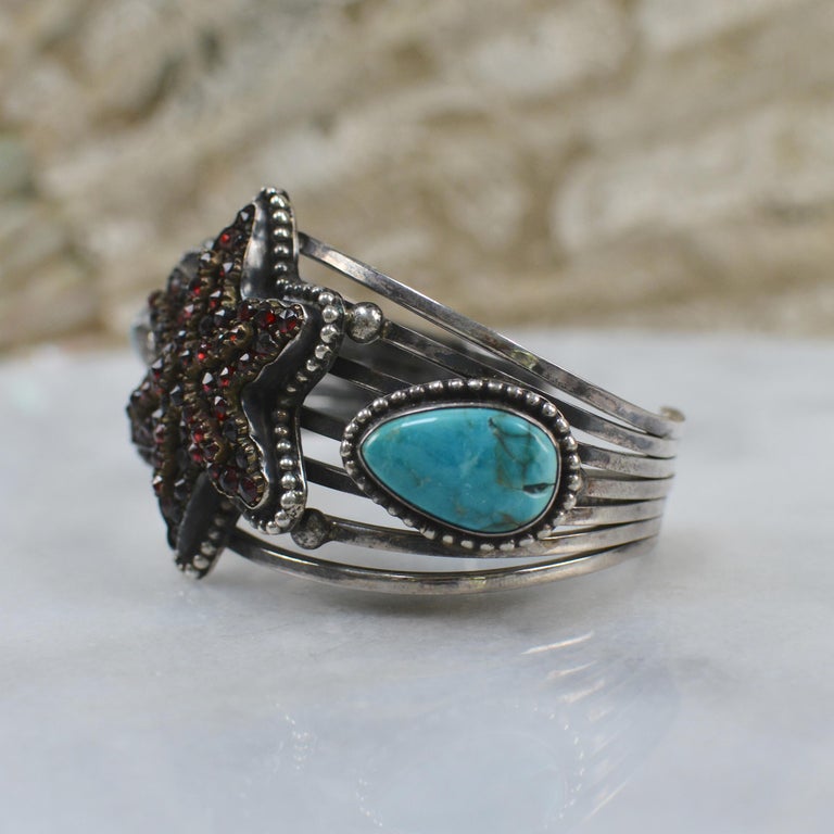 Jill Garber Antique Bohemian Garnet Six Point Star with Turquoise Cuff ...