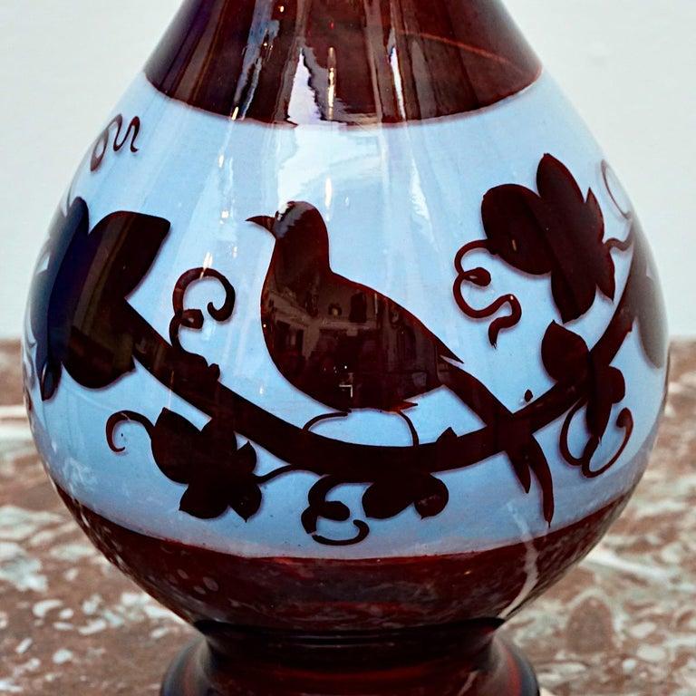 Antique Victorian Bohemian Handmade Ruby Red Glass Vase, circa 1880s ...