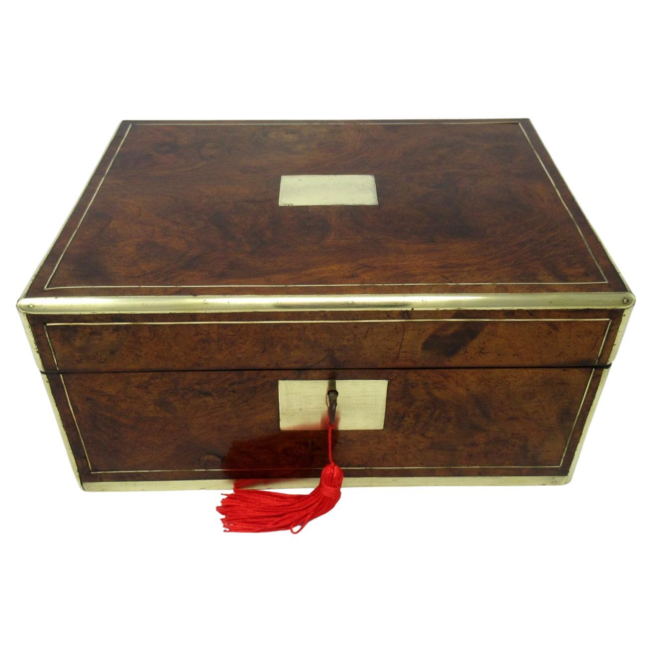 Antique Regency Brass Inlaid Mahogany Traveling Desk Wooden Writing ...