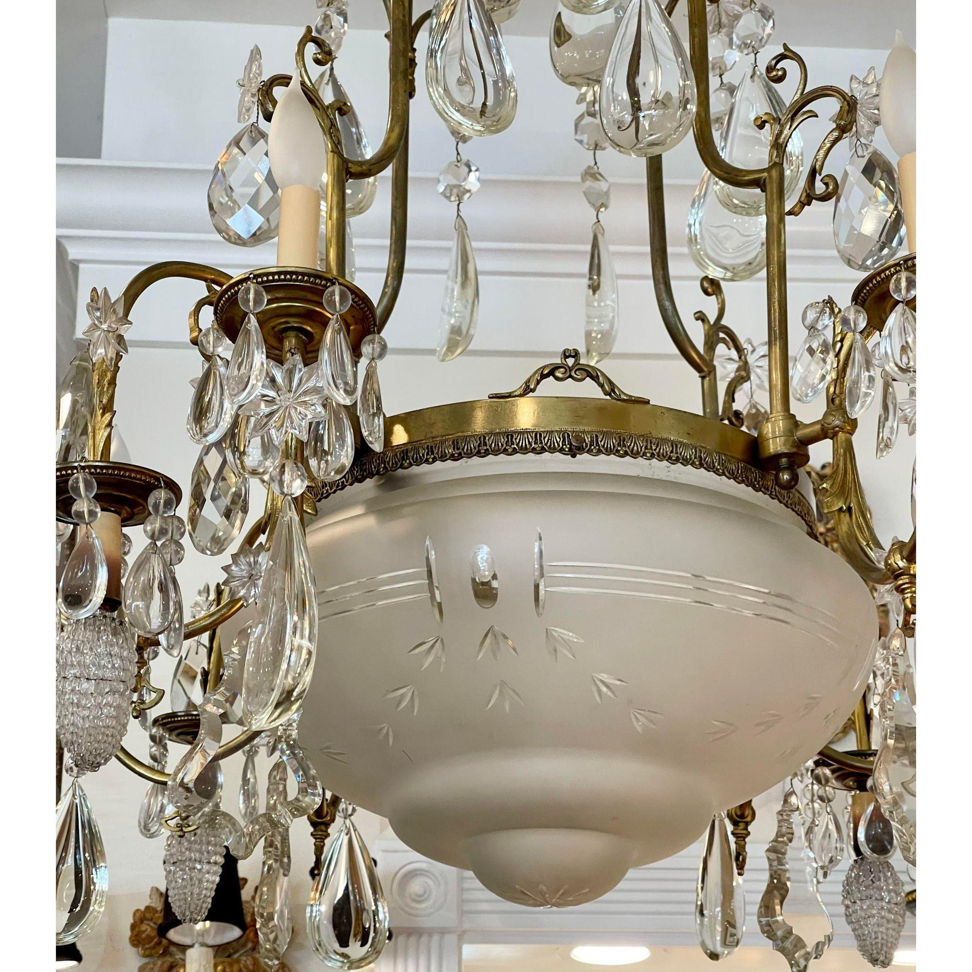 Antique Victorian Brass and French Crystal Chandelier, 19th Century For ...