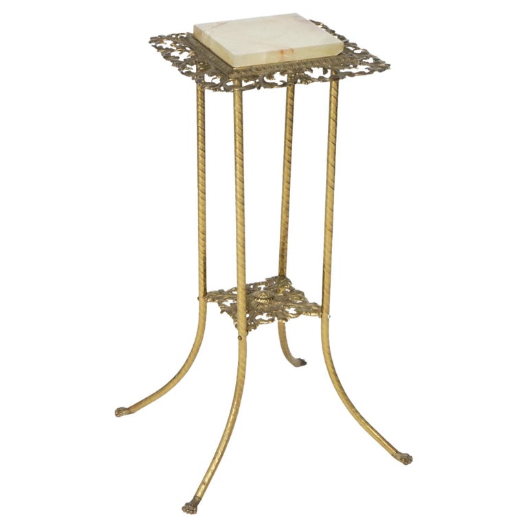 Antique Victorian Brass and Gilt Metal Marble Top Stand, circa 1890 For ...