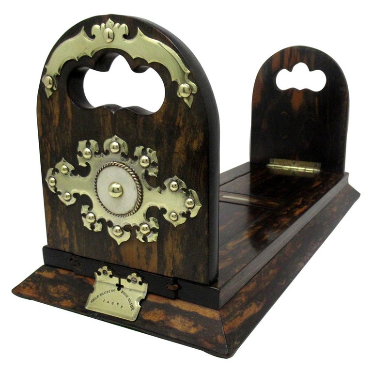 Antique Victorian Brass Inlaid Coromandel Library Book Trough Bookcase ...