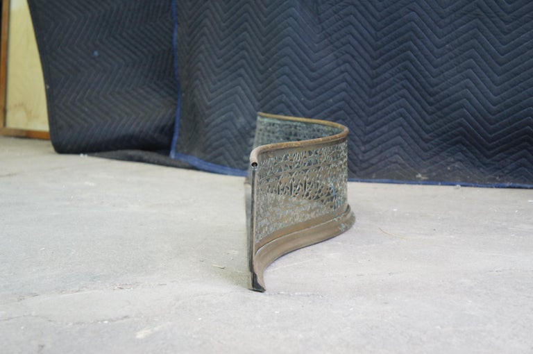Antique Victorian Brass Piereced Serpentine Fireplace Hearth Fender ...