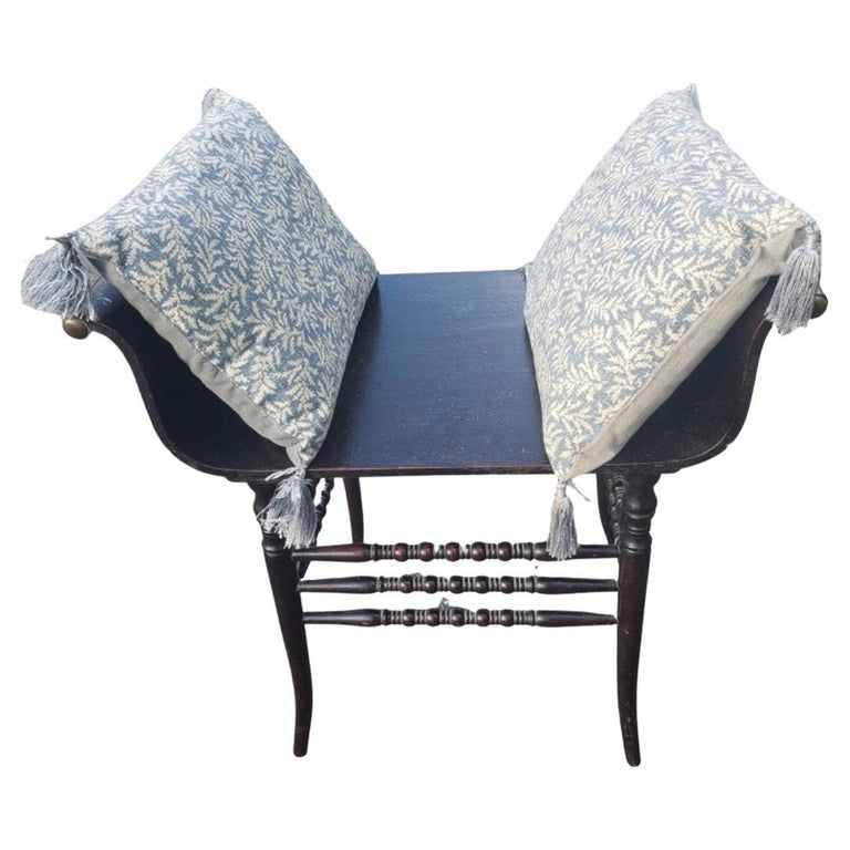 Antique Victorian Brentwood Bobbin Legs Vanity Bench, Stool, Circa ...