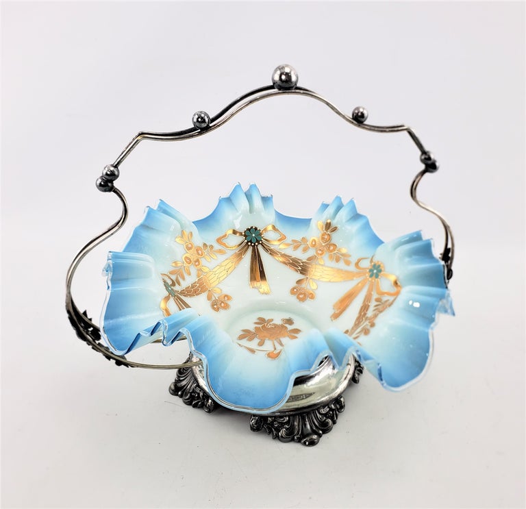 Antique Victorian Bride's or Bridal Basket with Hand-Painted Floral ...
