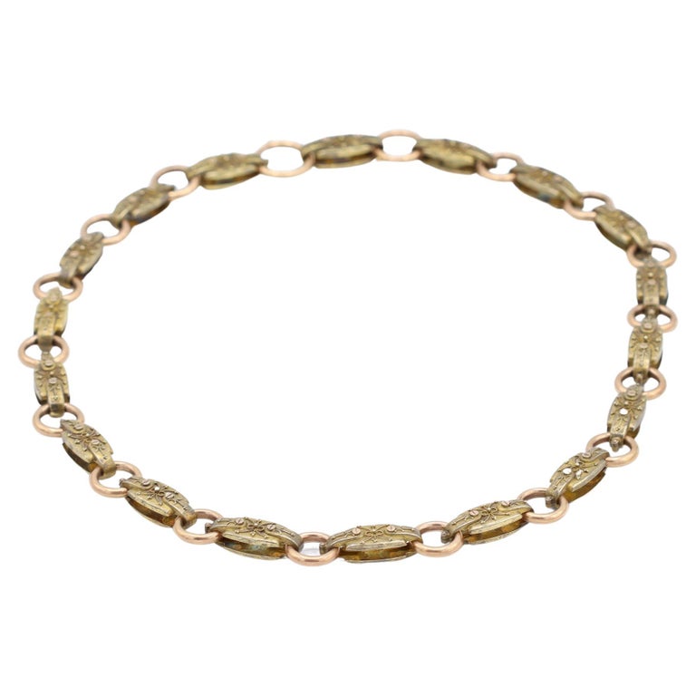 Antique Victorian Bronze 18K Gold Heavy Link Chain Necklace For Sale at ...
