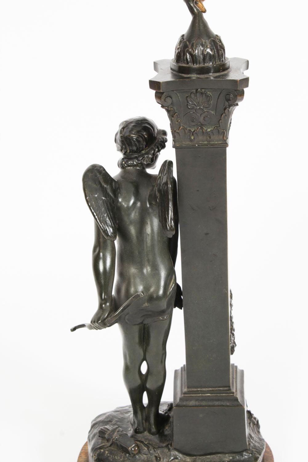 Sculpture victorienne ancienne en bronze de Cupidon et colonne de Paul ...
